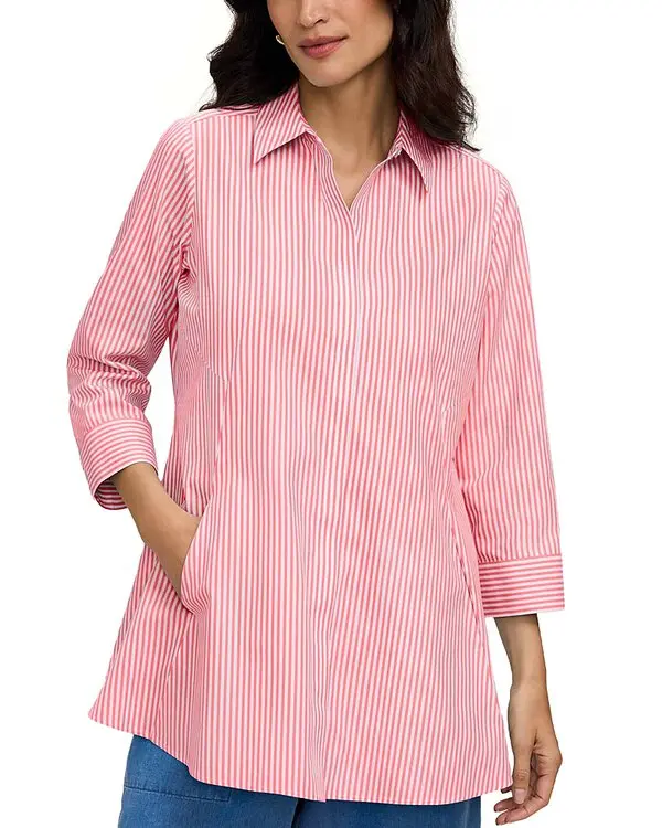 Foxcroft Cici Stripe Shirt - Coral Reef