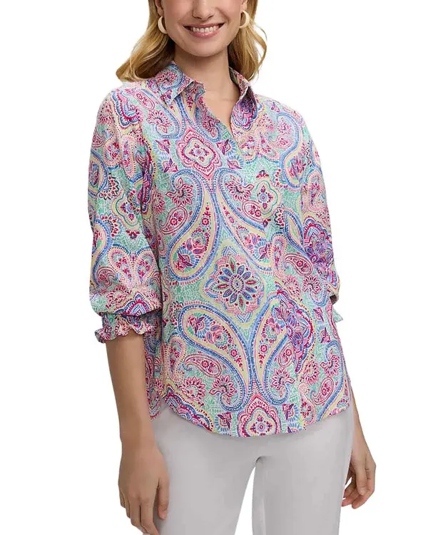 Foxcroft Olivia Paisley Print Top