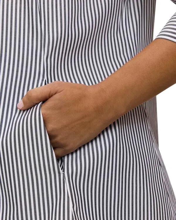 Foxcroft Cici 3/4 Sleeve Stripe Shirt - Black/ White