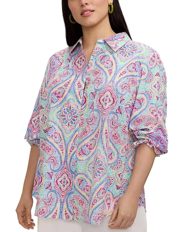 Foxcroft Olivia 3/4 Sleeve Paisley Shirt - Multi