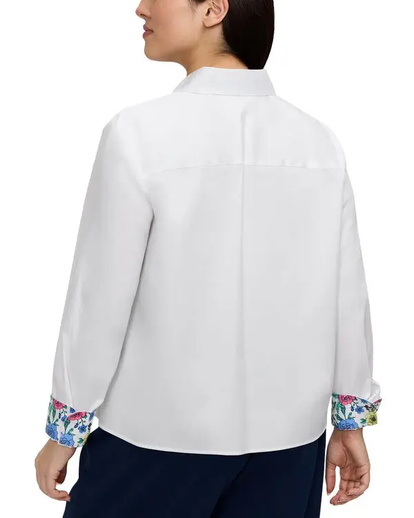 Foxcroft Jodie Long Sleeve Sateen Shirt - White Multi