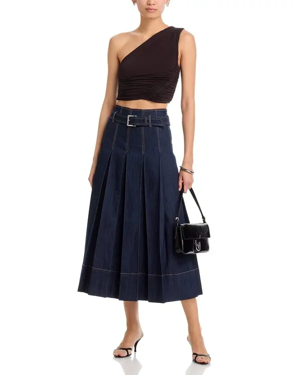 Cinq À Sept Rylee Pleated Midi Skirt - Indigo