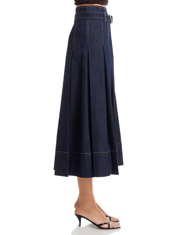 Cinq À Sept Rylee Pleated Midi Skirt - Indigo