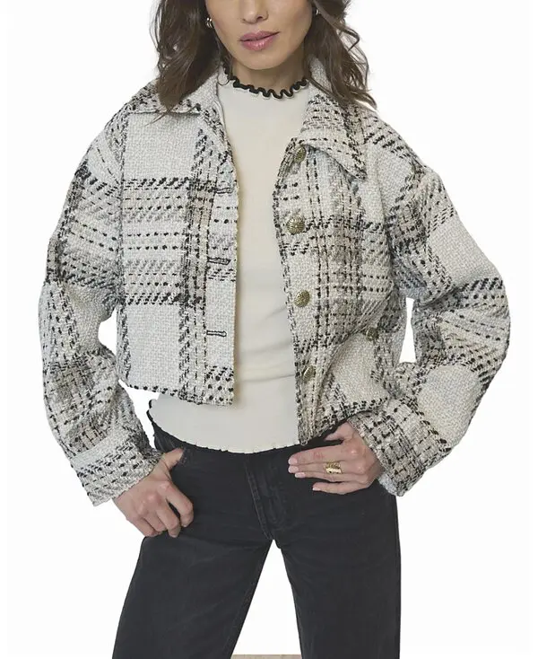 Central Park West Billie Cropped Oversize Tweed Jacket