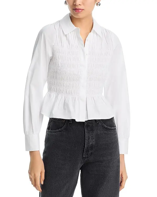 Rails Bradshaw Smocked Peplum Blouse - White