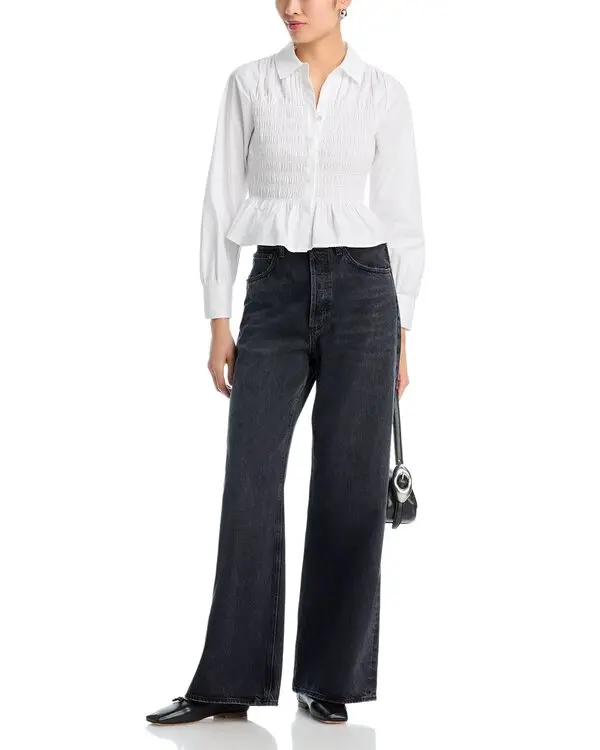 Rails Bradshaw Smocked Peplum Blouse - White