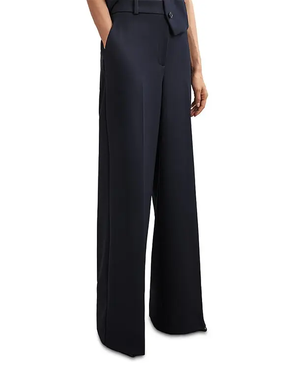 REISS Gabi Wide Leg Trousers - Navy