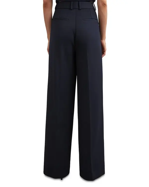 REISS Gabi Wide Leg Trousers - Navy