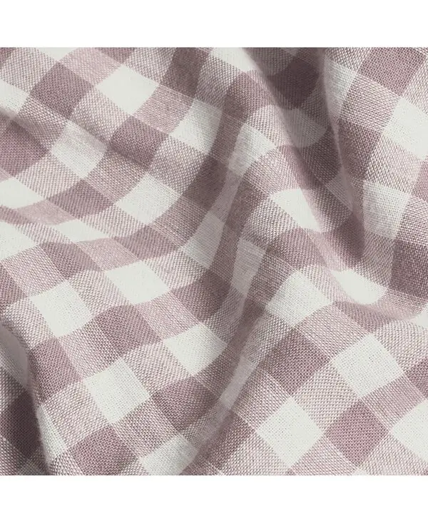 PIGLET IN BED Gingham Linen Blend Fitted Sheet, Full