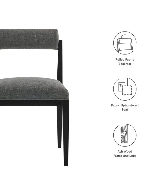 MODWAY Kai Fabric Dining Chair - Charcoal Black
