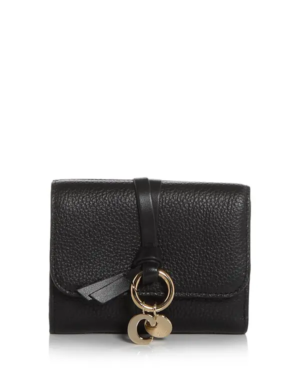 Chloé Alphabet Leather Trifold Wallet - Black
