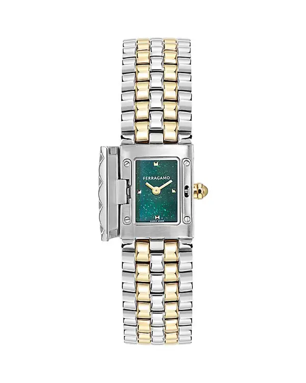FERRAGAMO Secret Bracelet Watch, 18.5 X 30mm - Two Tone/green