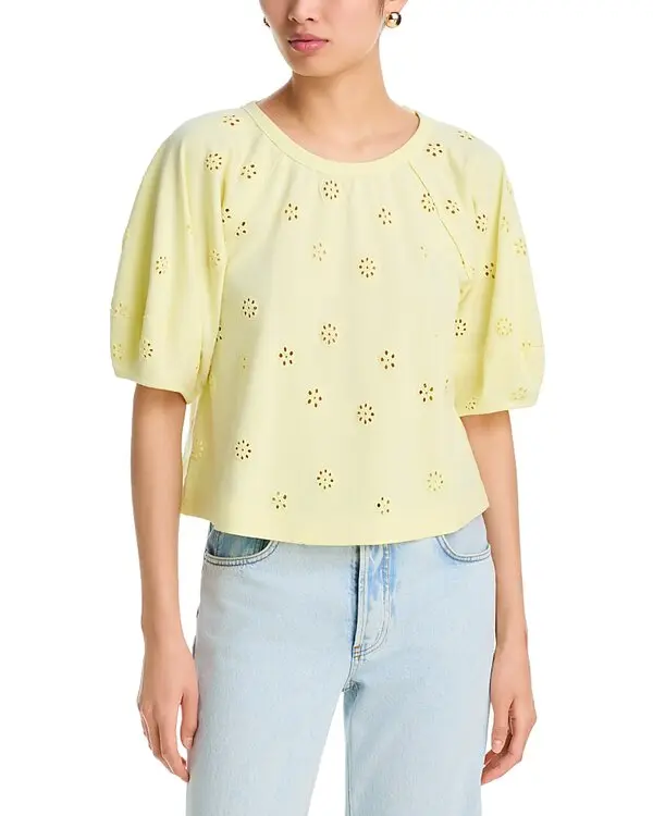 Free People Jessie Eyelet Tee - Lemon Water