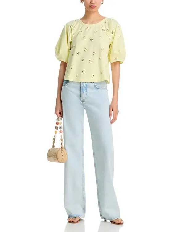 Free People Jessie Eyelet Tee - Lemon Water
