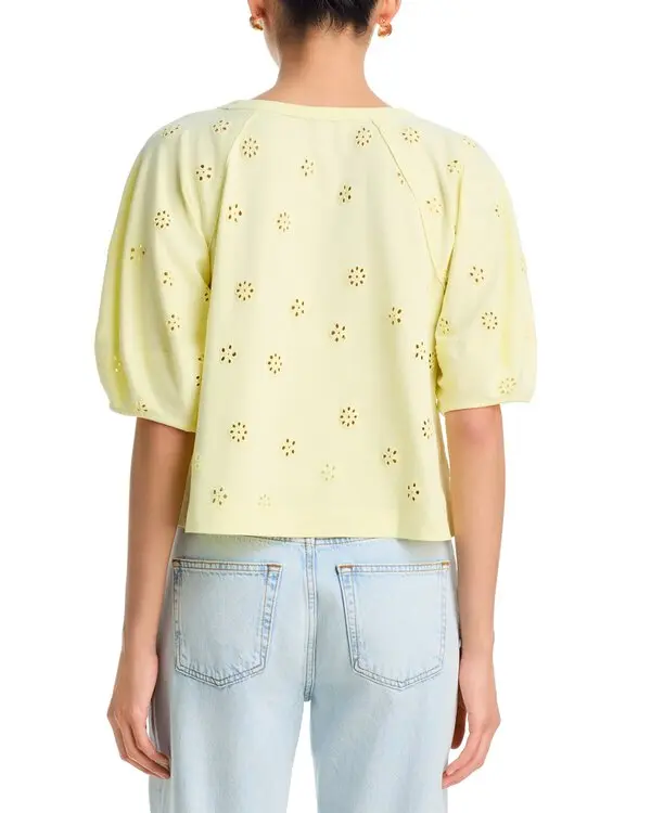 Free People Jessie Eyelet Tee - Lemon Water