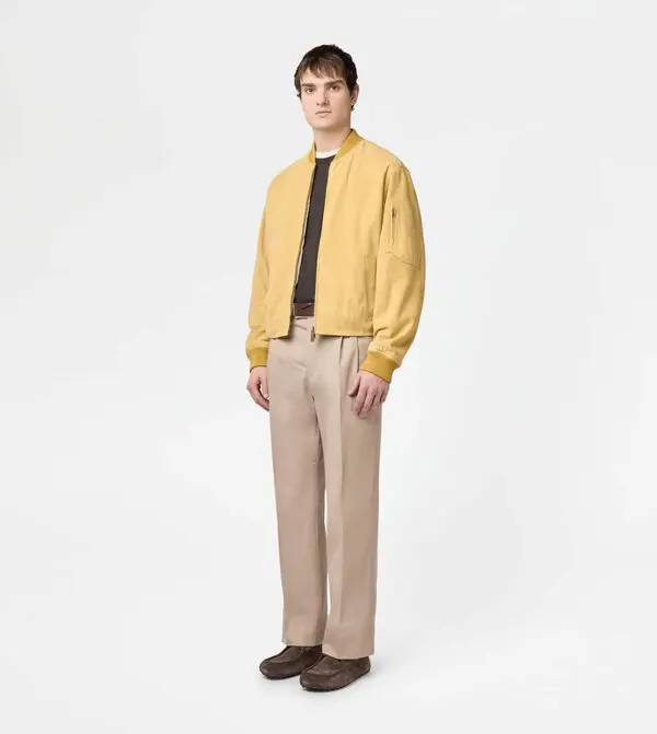 TOD'S Aviator Bomber Jacket In Pashmy Suede