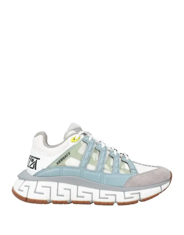 Versace Sneakers In Calfskin And Textile Fibers - White