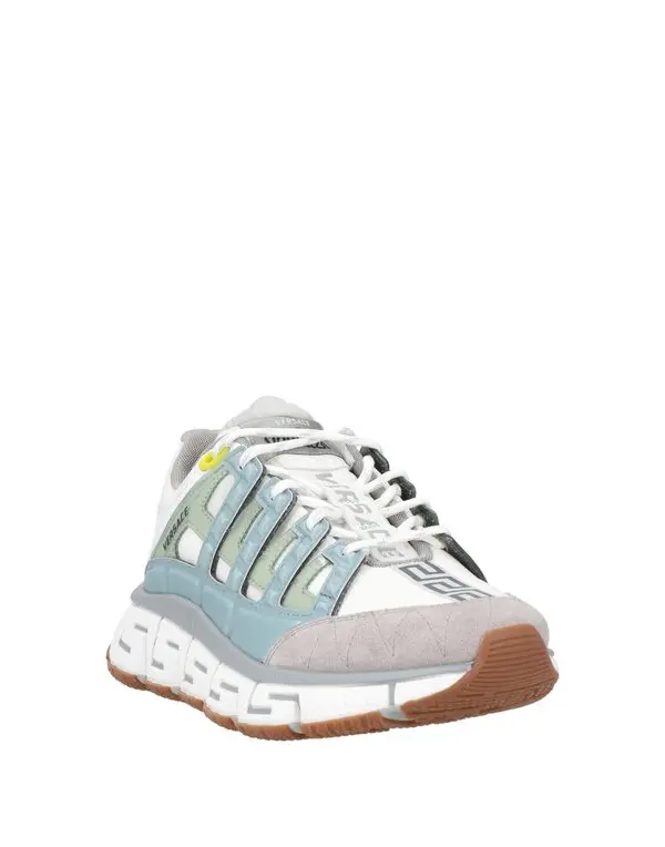 Versace Sneakers In Calfskin And Textile Fibers - White
