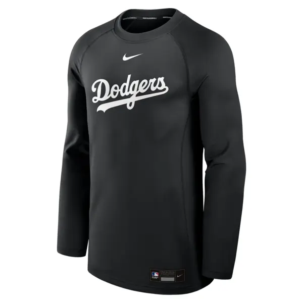 Nike Los Angeles Dodgers Authentic Collection Game Time Dri-fit Mlb Long-sleeve T-shirt - Black