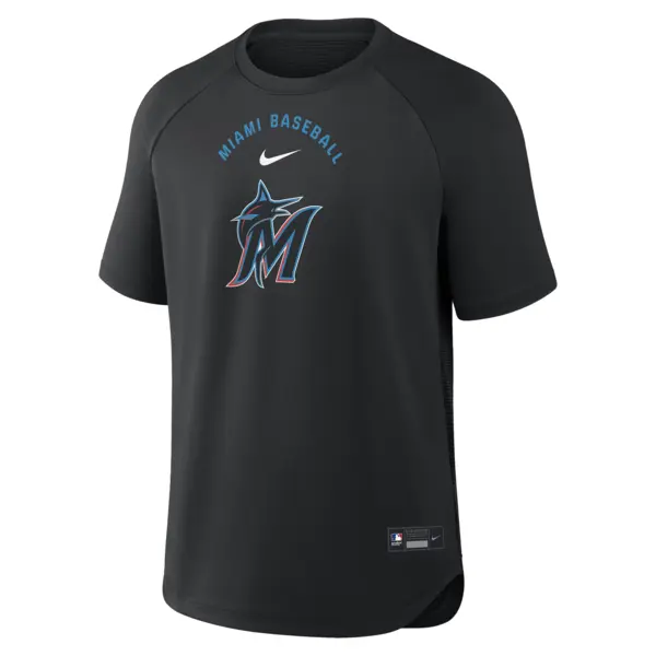 Nike Miami Marlins Authentic Collection Batting Practice Pregame Mlb Top - Black
