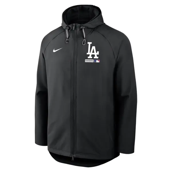 Nike Los Angeles Dodgers Authentic Collection Therma-fit Mlb Full-zip Hooded Jacket - Black