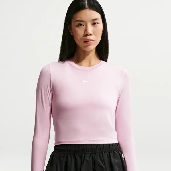 Nike Sportswear Chill Knit Slim Long-sleeve Cropped Top - Pink