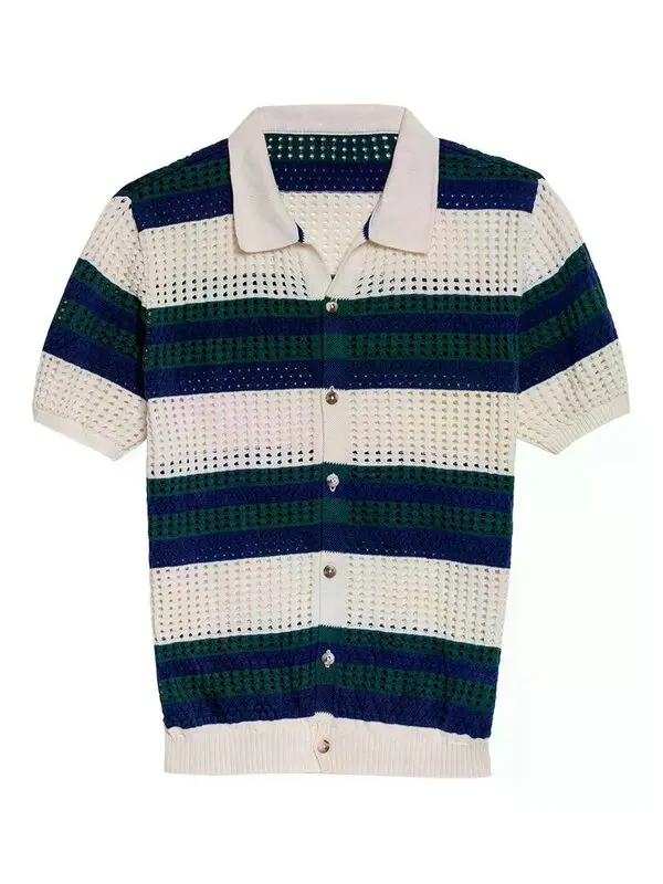 Agua Bendita Striped Open-knit Shirt