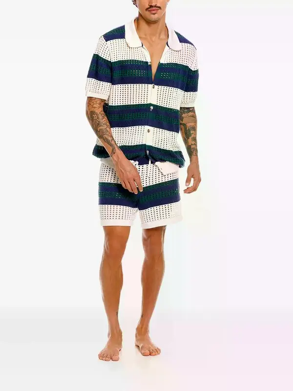 Agua Bendita Striped Open-knit Shirt