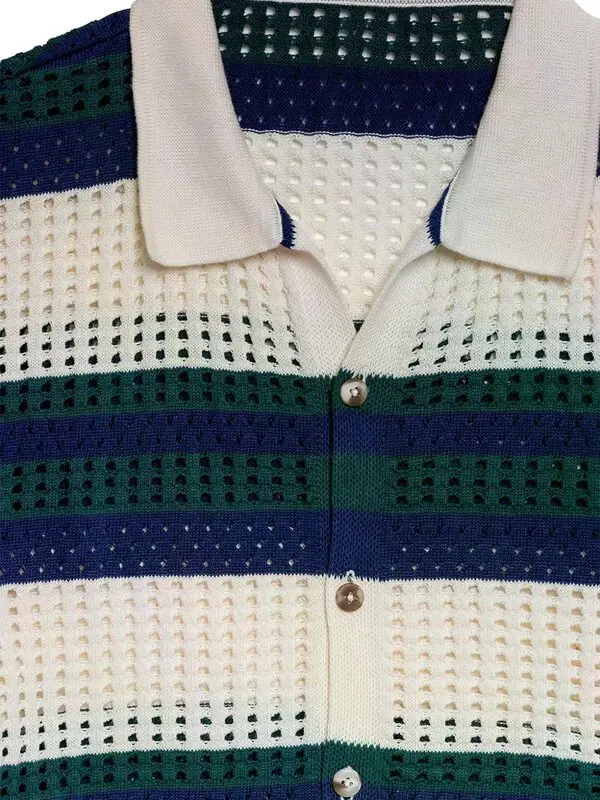 Agua Bendita Striped Open-knit Shirt