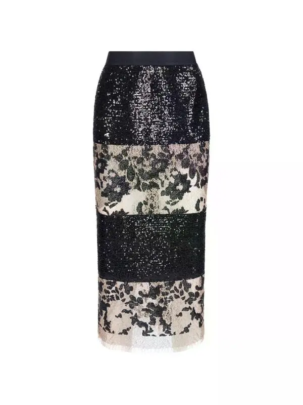 IMROSKA Sequin-embellished Floral Midi Skirt