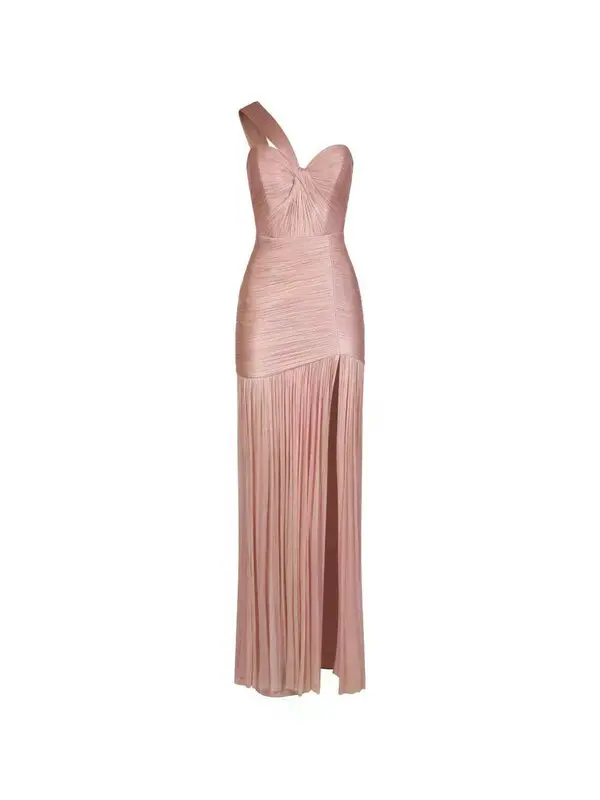 IMROSKA One-shoulder Slit Maxi Dress - Pink