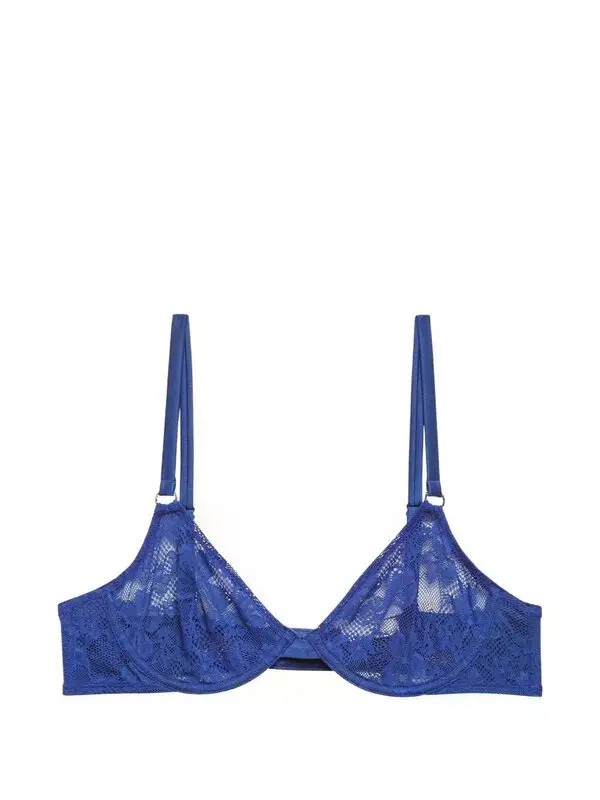 Fleur Du Mal Le Stretch Floral Adjustable Bra - Blue