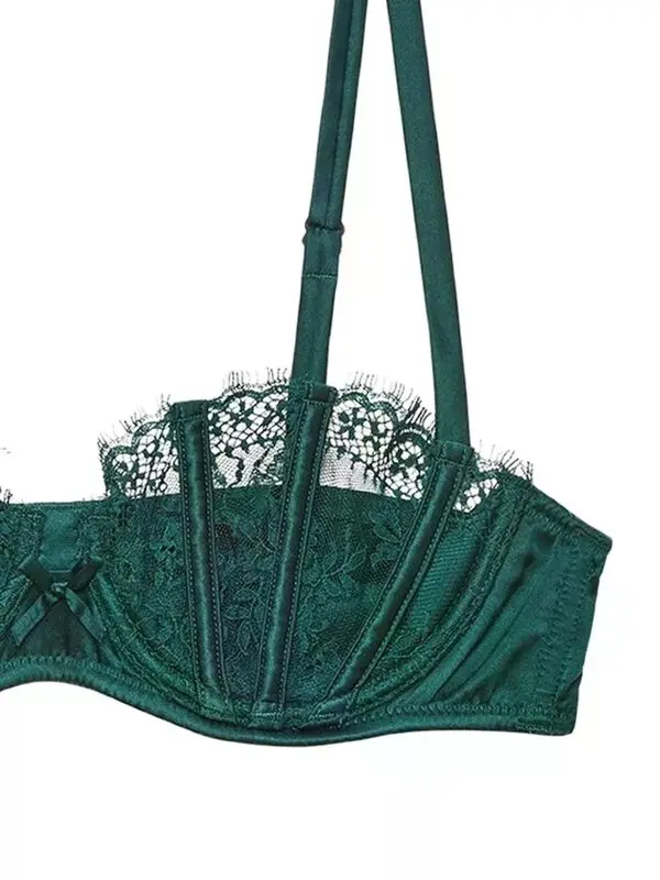 FLEUR DU MAL Frankie Lace Balconette Bra - Green