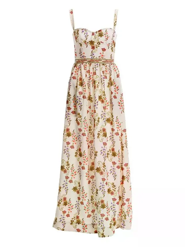 Agua Bendita Floral-print Maxi Dress - Neutrals