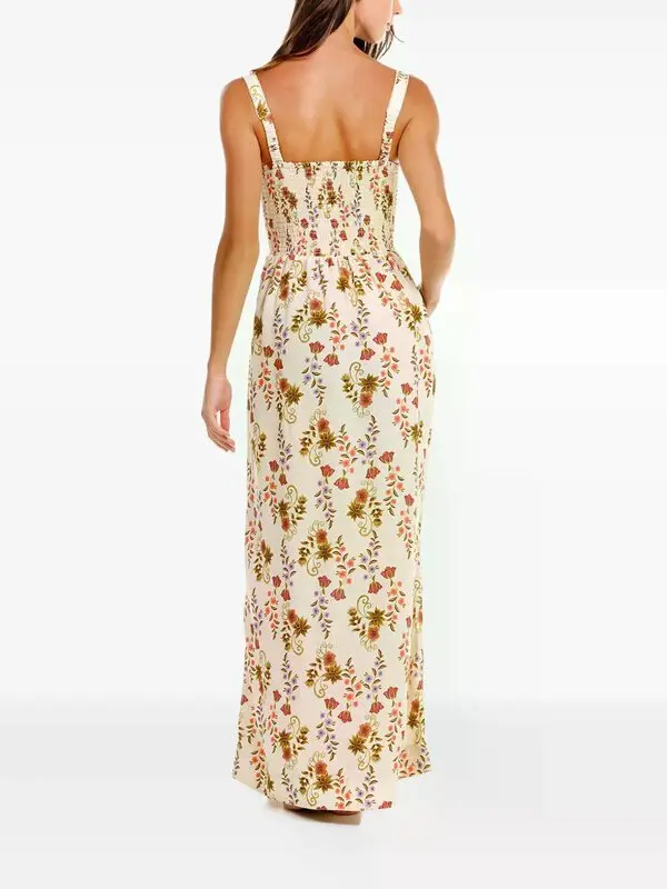 Agua Bendita Floral-print Maxi Dress - Neutrals