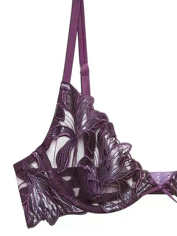 FLEUR DU MAL Lily Embroidery Demi Bra - Purple