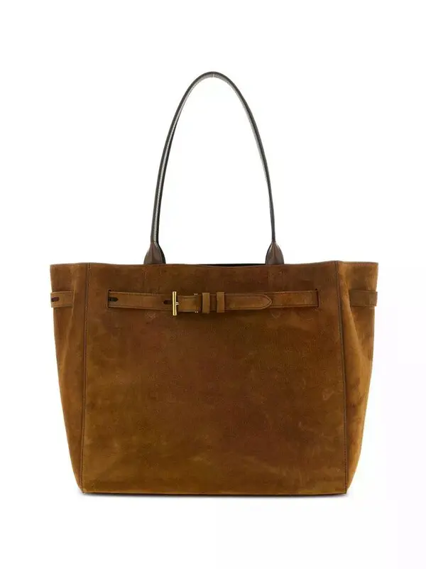 TOM FORD Metal Buckle Calfskin Tote Bag - Brown