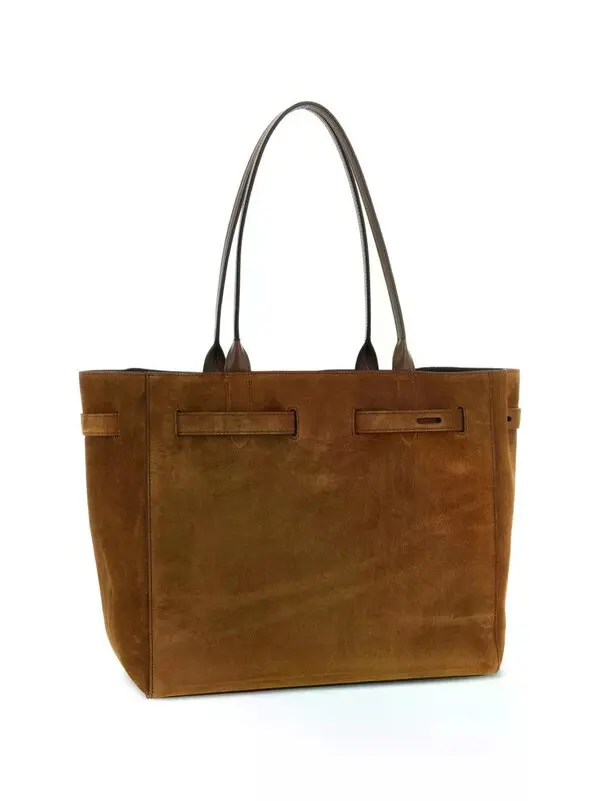 TOM FORD Metal Buckle Calfskin Tote Bag - Brown