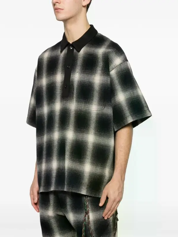 SONG FOR THE MUTE Check-pattern Short-sleeve Polo Shirt