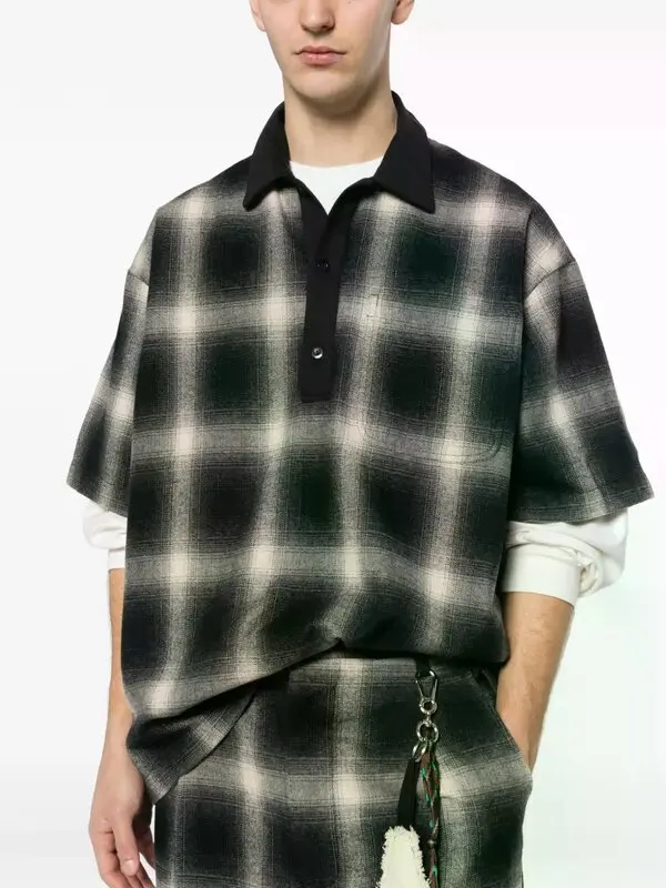 SONG FOR THE MUTE Check-pattern Short-sleeve Polo Shirt