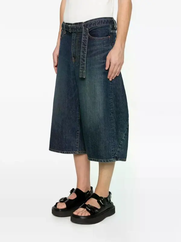 Sacai Buttoned Belted Shorts - Blue