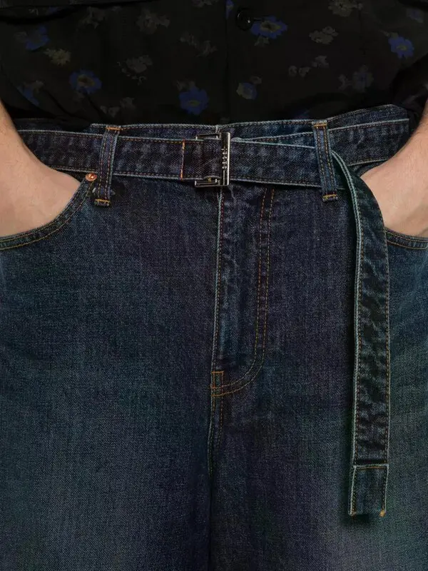 Sacai Buttoned Belted Shorts - Blue