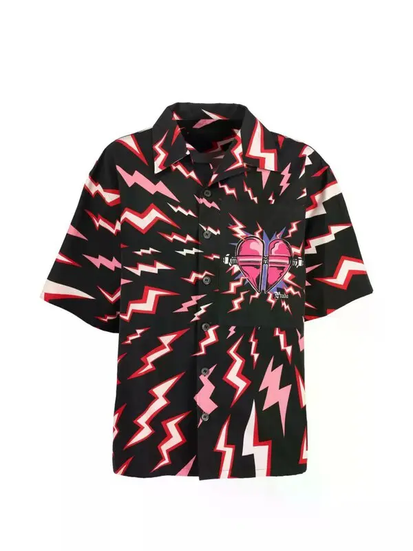 Prada Lightning-bolt Heart Short-sleeved Shirt