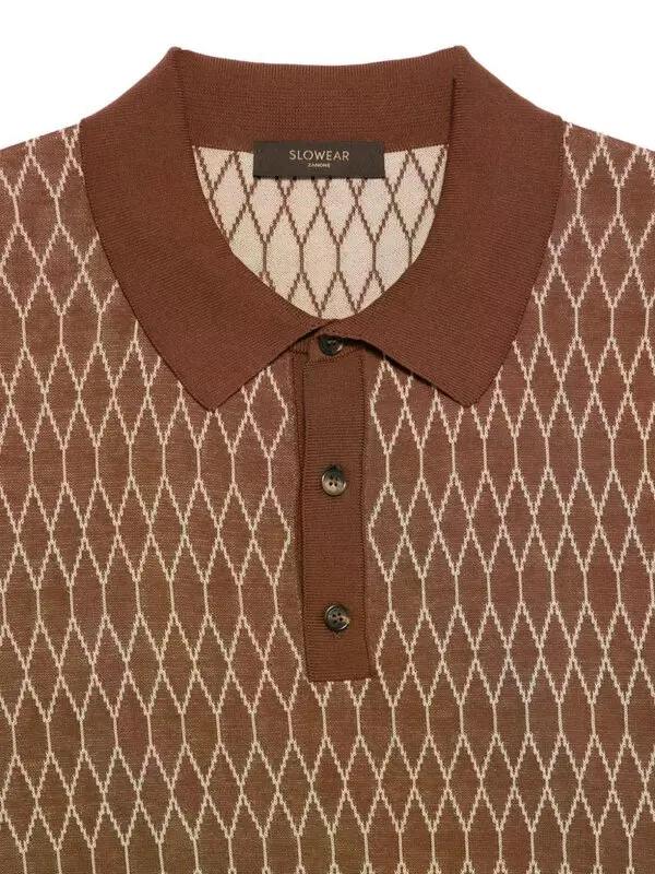 ZANONE Diamond Pattern Polo Shirt
