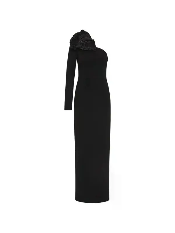 Rebecca Vallance Evolet One-shoulder Ruffled Gown - Black