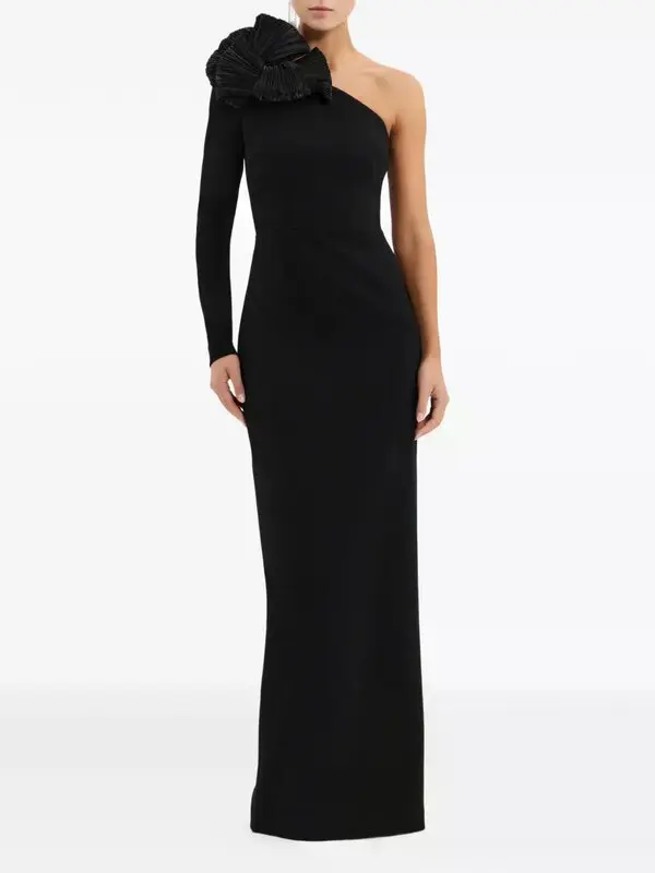Rebecca Vallance Evolet One-shoulder Ruffled Gown - Black