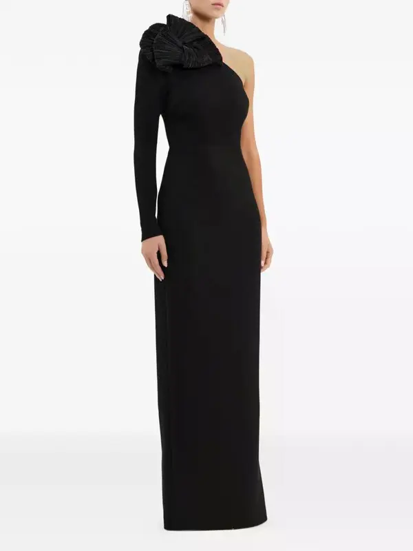 Rebecca Vallance Evolet One-shoulder Ruffled Gown - Black