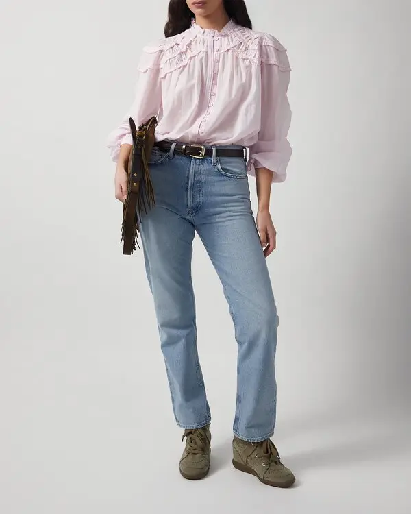 Isabel Marant Étoile Christa Ruffled High Neck Blouse - Light Pink