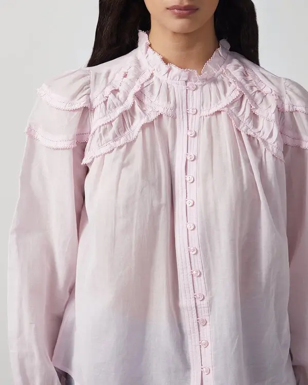Isabel Marant Étoile Christa Ruffled High Neck Blouse - Light Pink