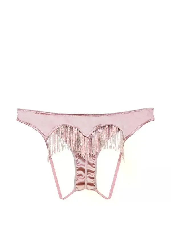 Fleur Du Mal Beaded Fringe Briefs - Pink